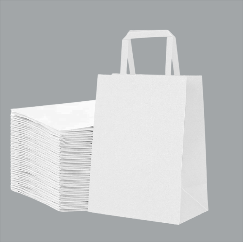 Punga cu maner plat 22x10x28cm, 70gr/m², Albă | Novapacked